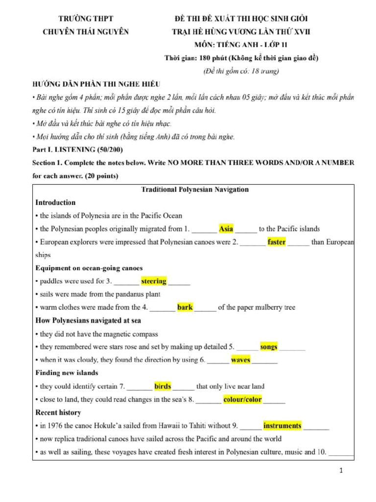 Dap An de Trai He Hung Vuong Thai Nguyen Lop 11 2024 - 1600 - PDF ...