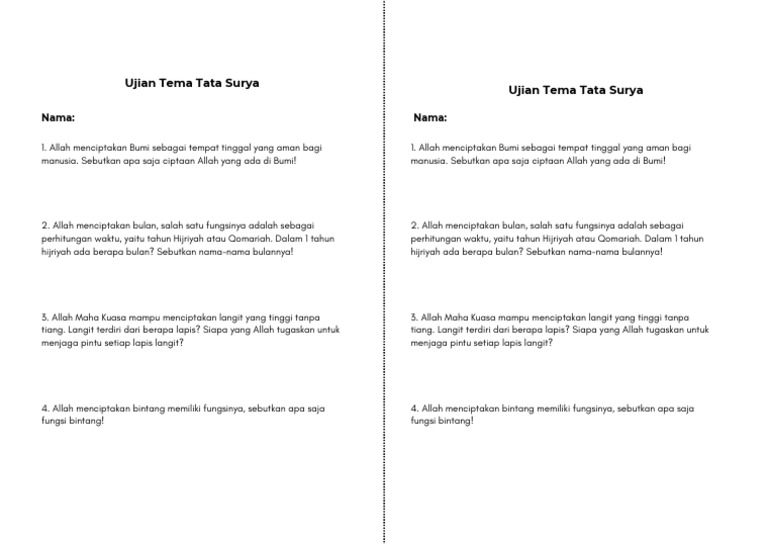 A4-Ujian Tema Tata Surya | PDF