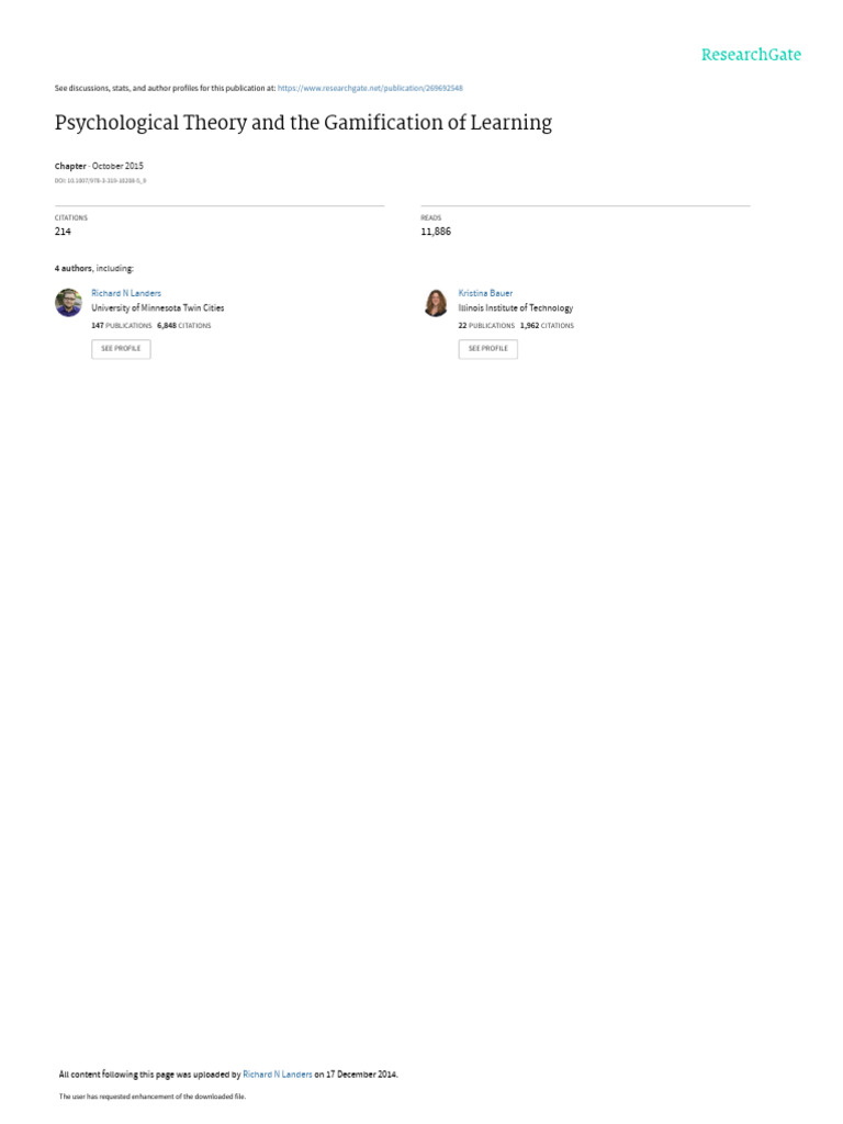 Psychological Theory and The Gamification of Learning: October 2015 | PDF