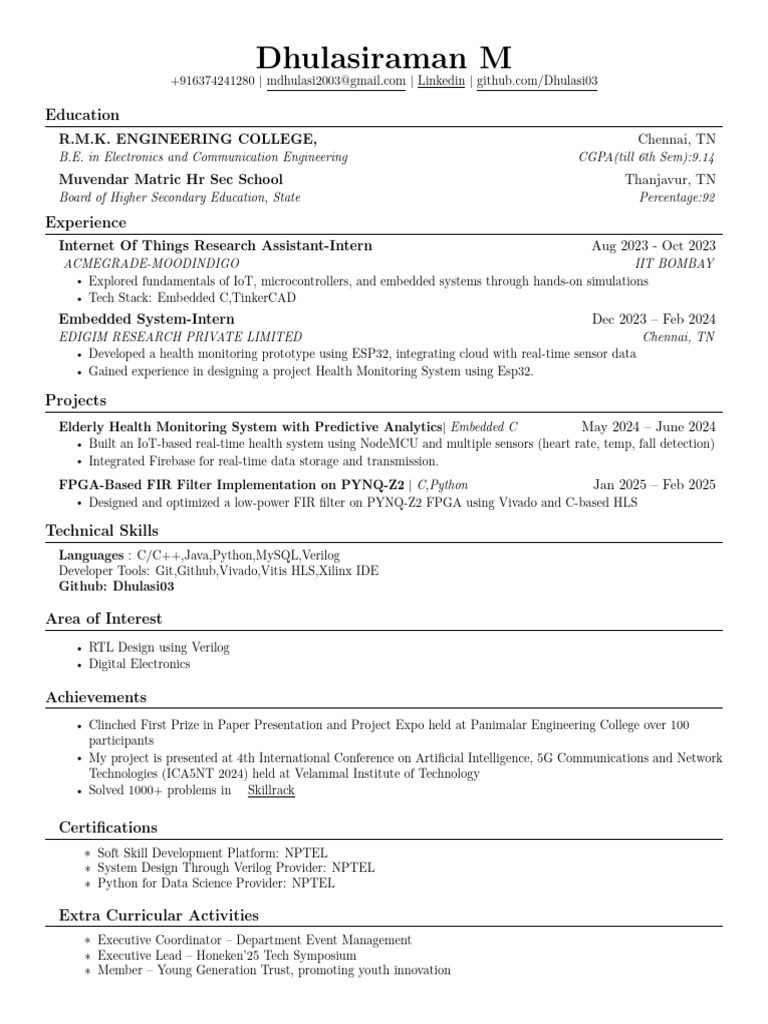 Zoho Resume | PDF | Internet Of Things | Computing