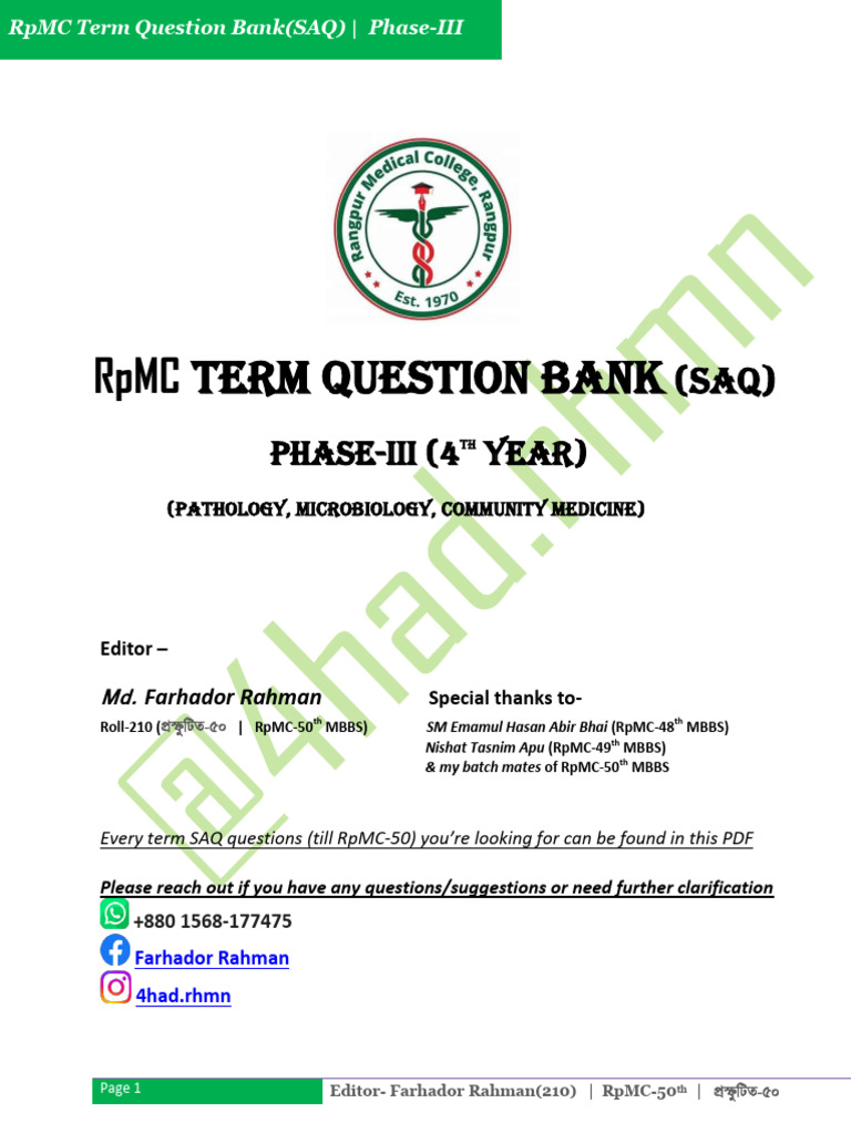 4had's - RPMC Phase-III Term Question Bank | PDF | Anemia | Leukemia