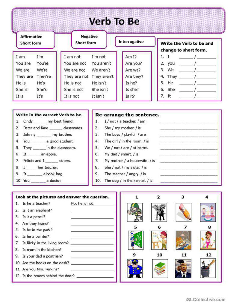 Verb To Be Worksheet For Beginners | PDF