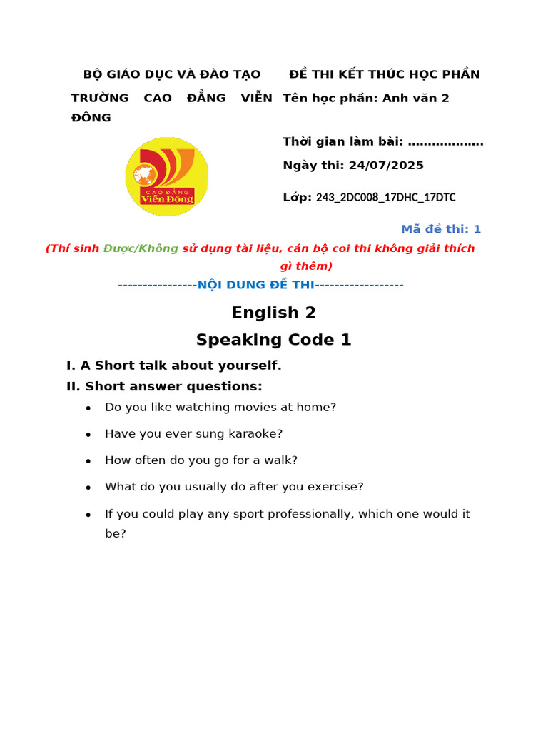 Đề Thi Av2 | PDF