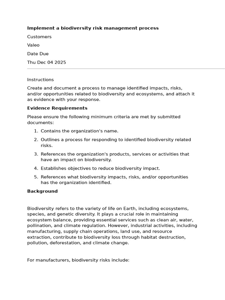 Implement A Biodiversity Risk Management Process | PDF | Biodiversity ...