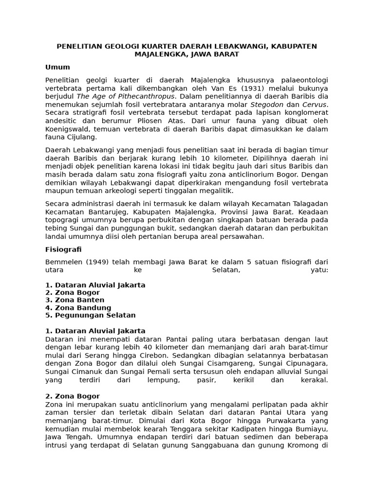 Penelitian Geologi Kuarter Majalengka | PDF