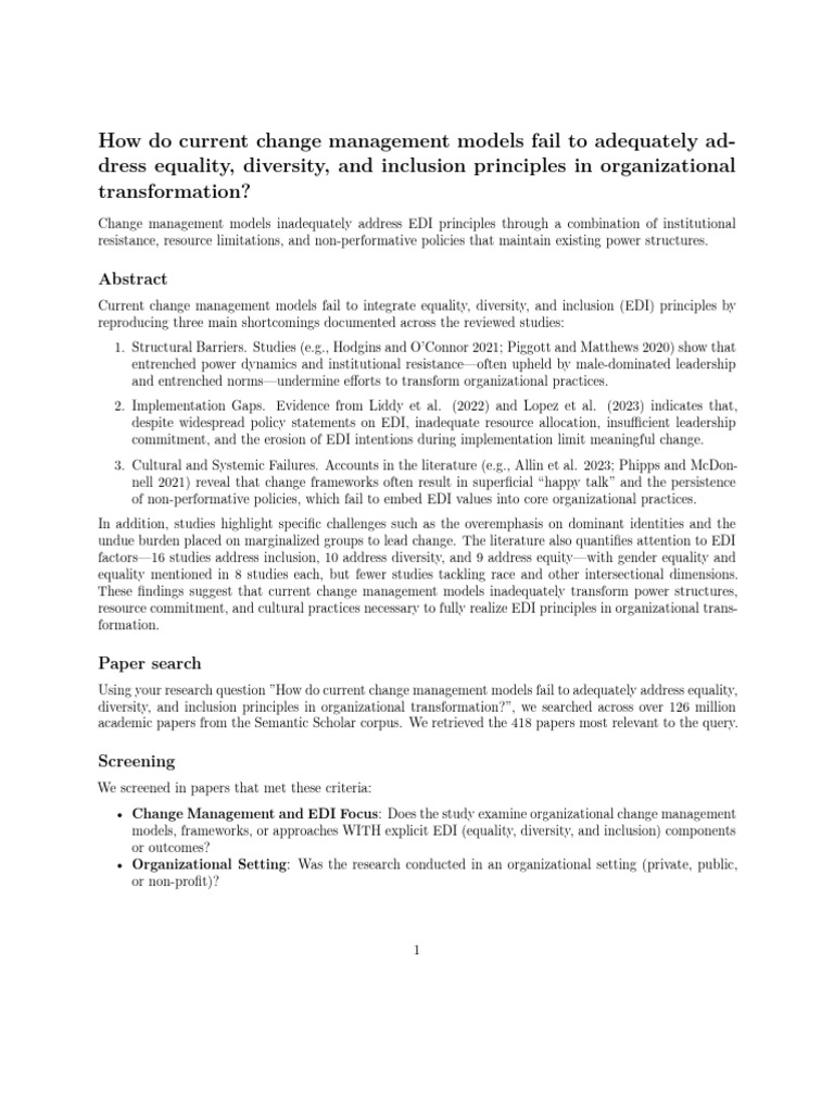 Elicit - Inclusion Gaps in Change Management Models - Report | PDF ...