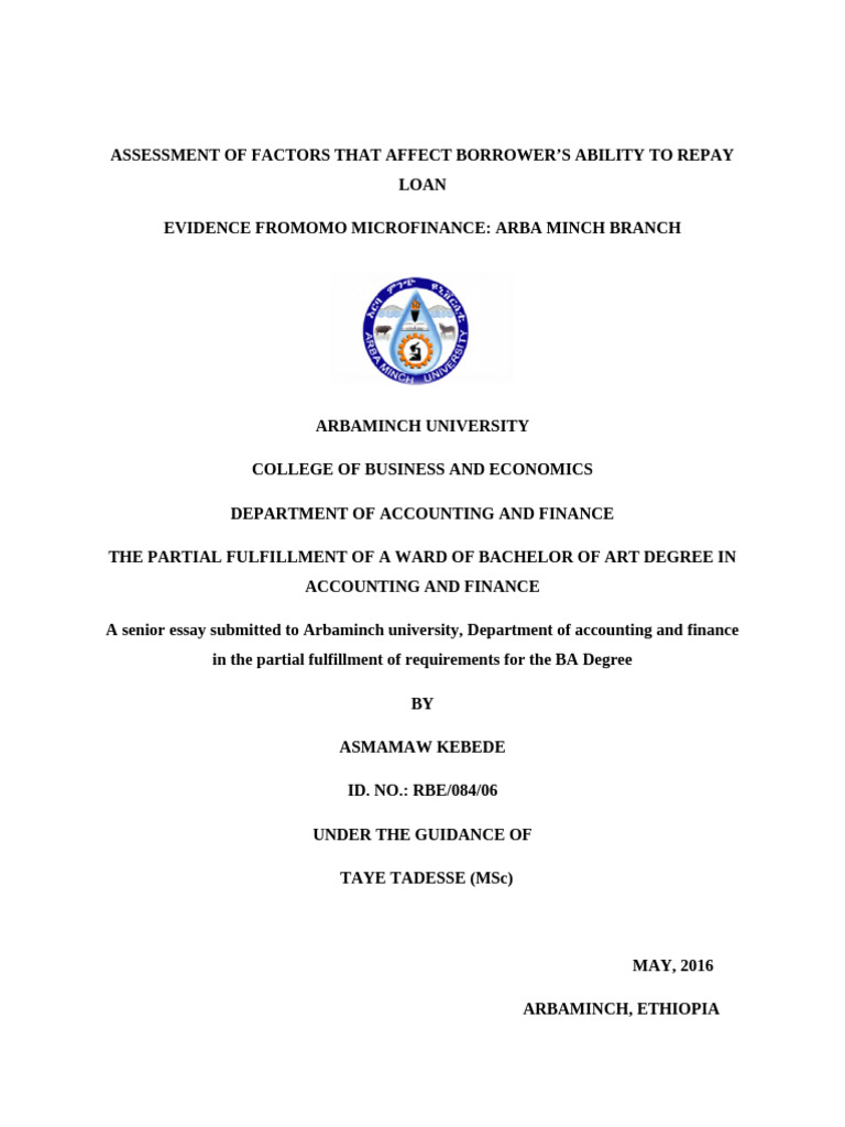 Affect Borrower's Ability To Repay Loan | PDF | Loans | Debt