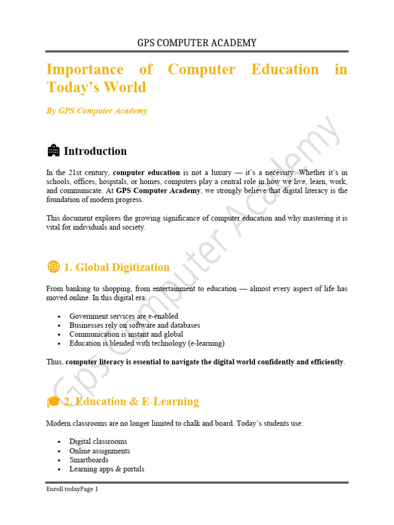 Importance of Computer Education in Today-Compressed | PDF ...