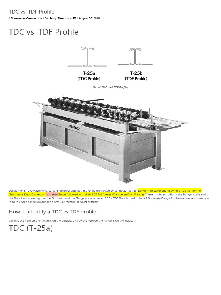 How To Identify A TDC Vs TDF Profile (Cross Joint Flanges Formed From ...