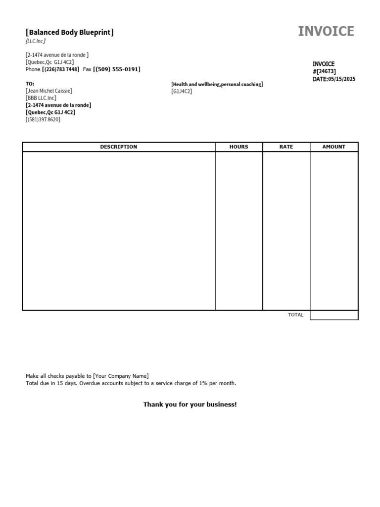 Blank Company Invoice Template | PDF
