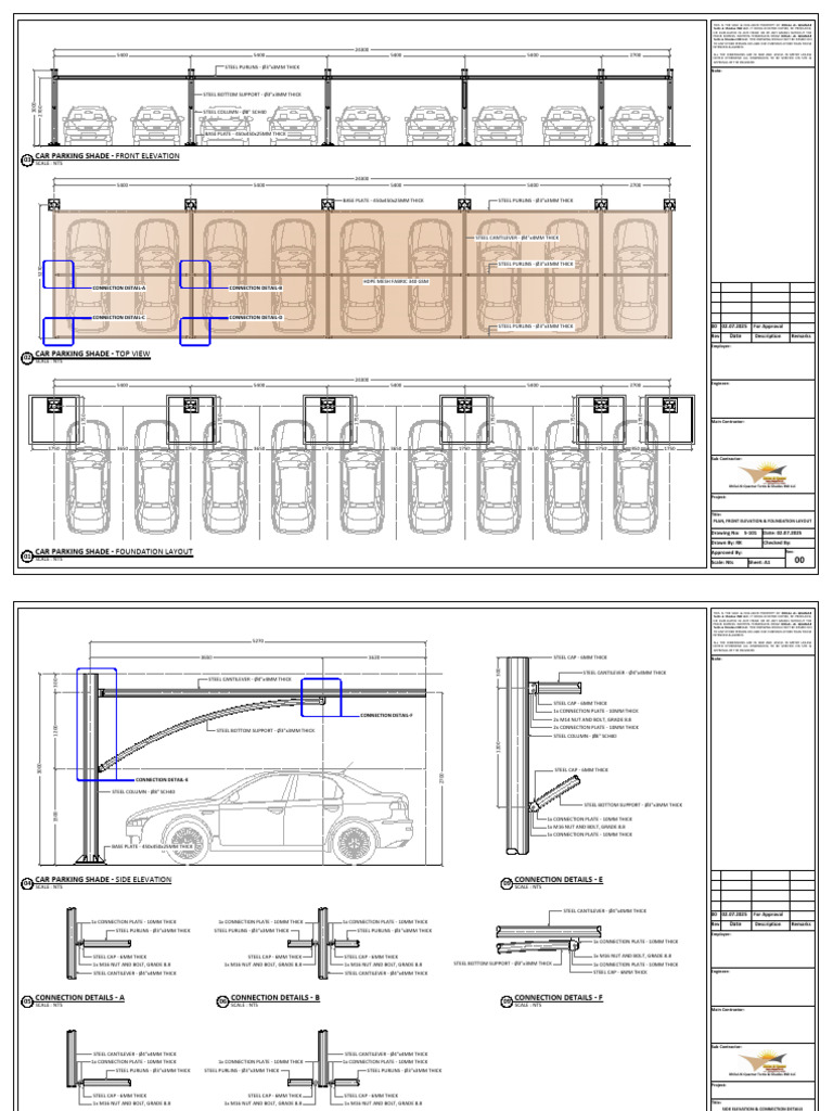 Car Parking Shade Design Drawings | PDF