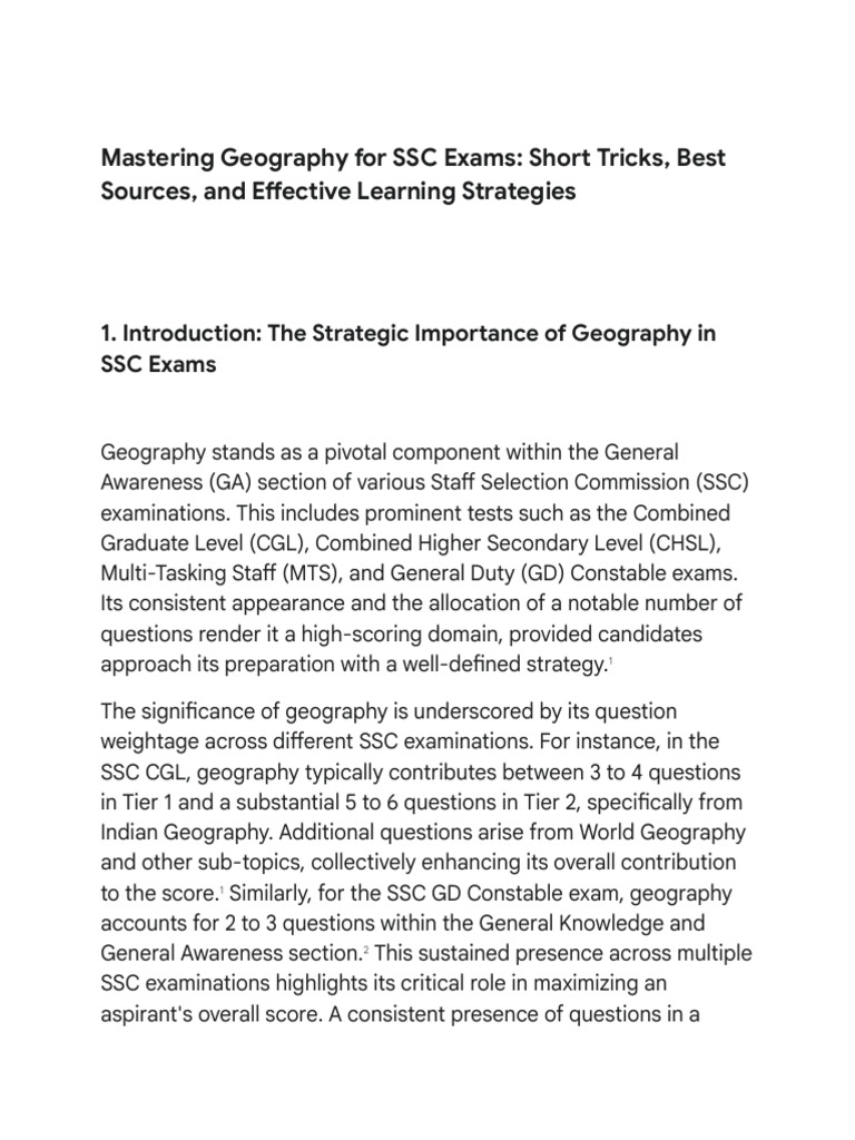 SSC Geography Mastery Strategies | PDF | Earth Sciences | Geography