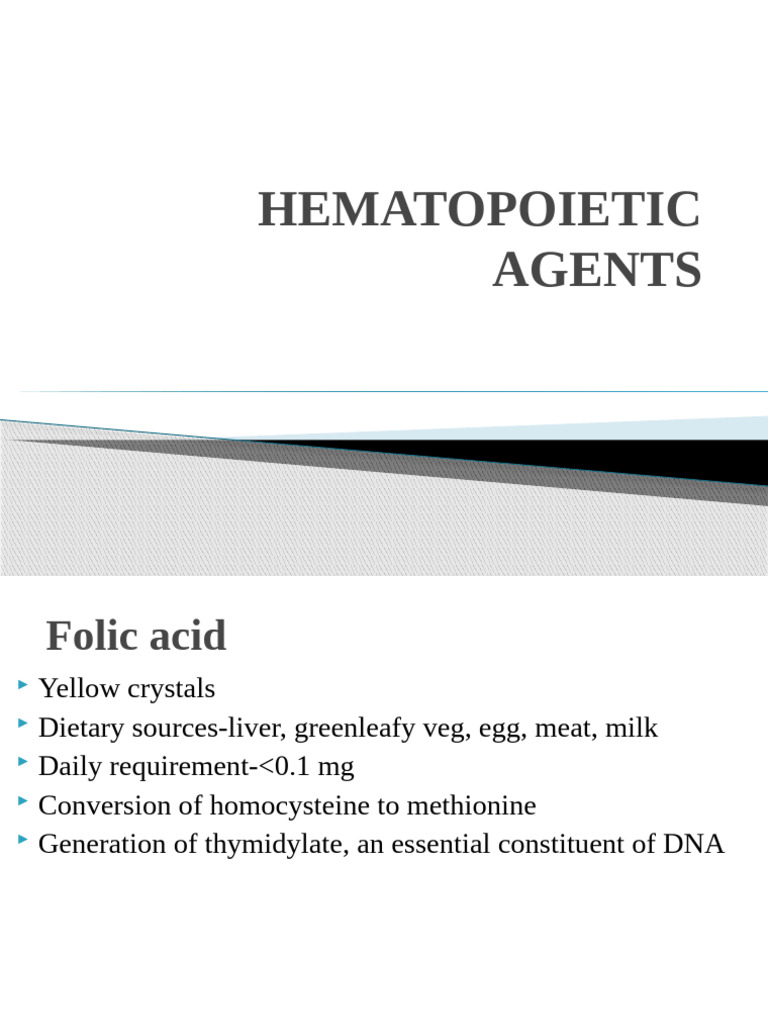 HEMATOPOIETIC AGENTS - Folic Acid Deficiency-2 | PDF