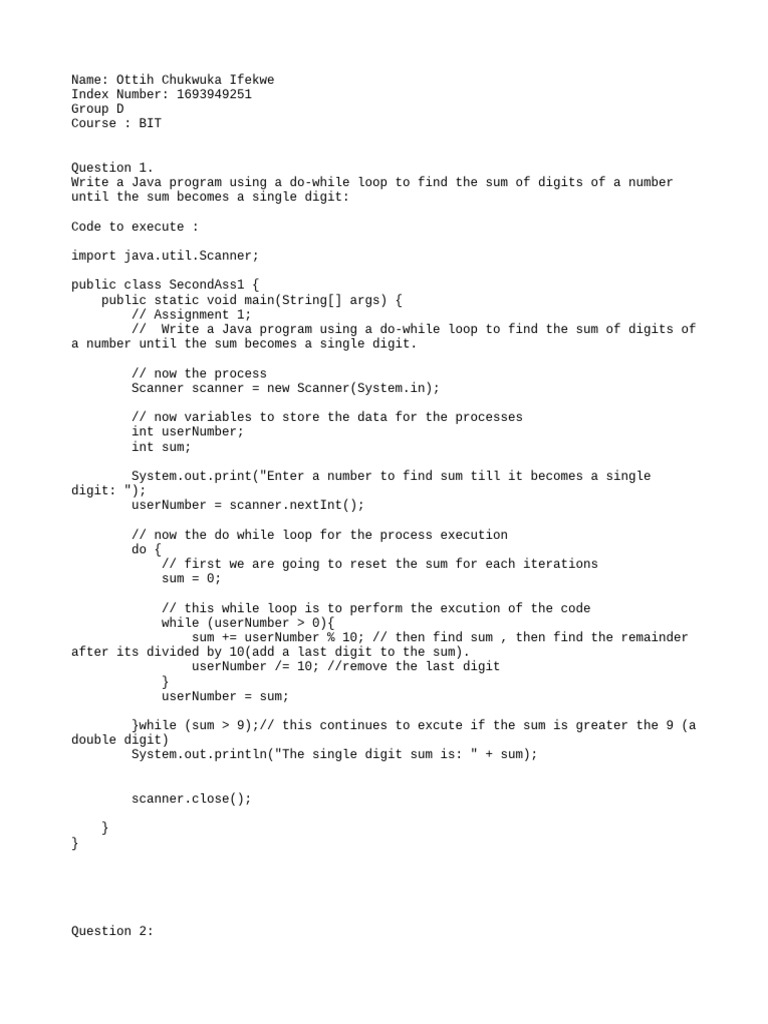 Ottih Chukwuka Ifekwe - 1693949251 - Java Assignment | PDF | Computing | Mathematics