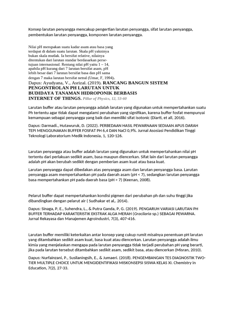 Jenis dan Sifat Larutan Buffer | PDF