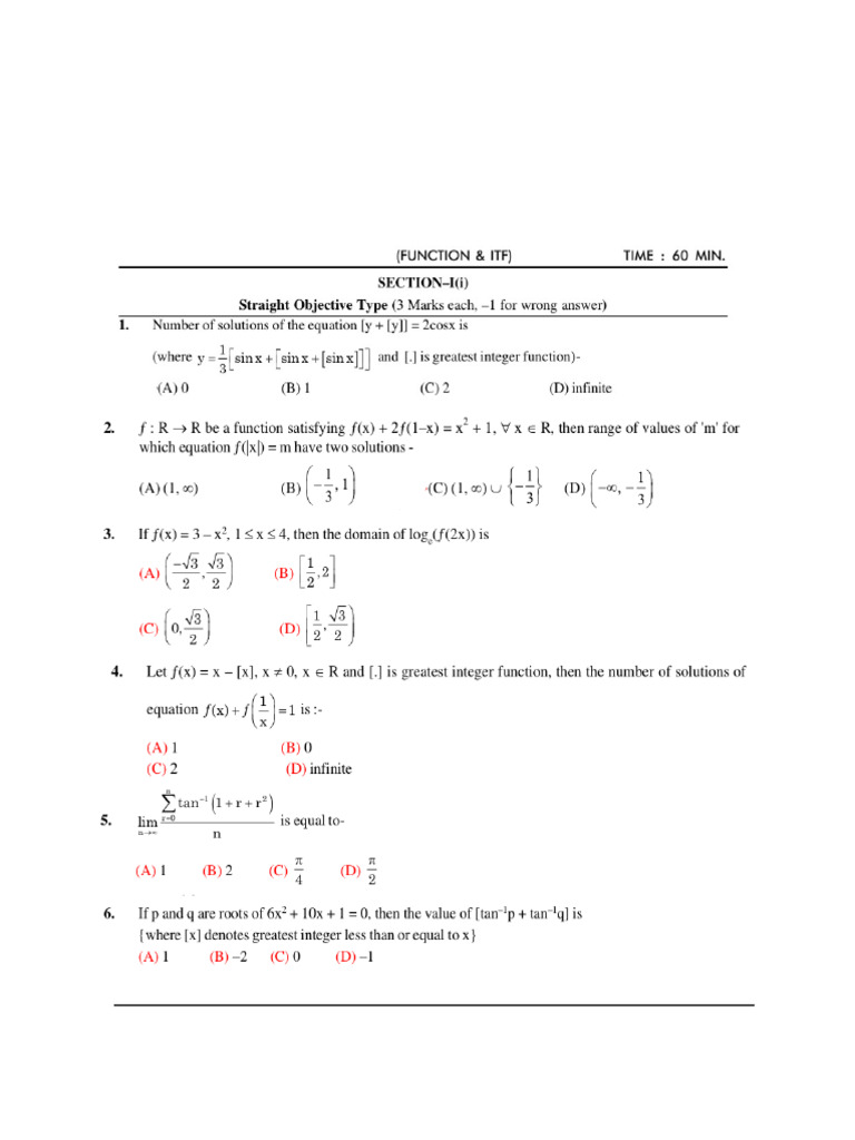 RA - Functions & ITF | PDF
