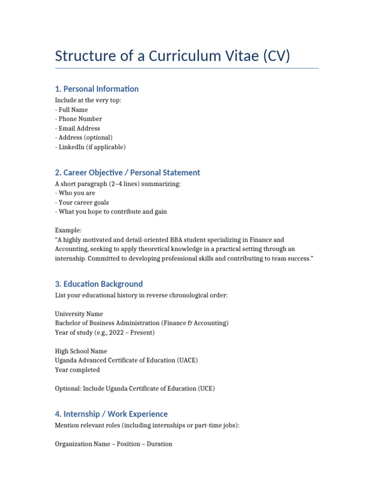 Structure of CV | PDF