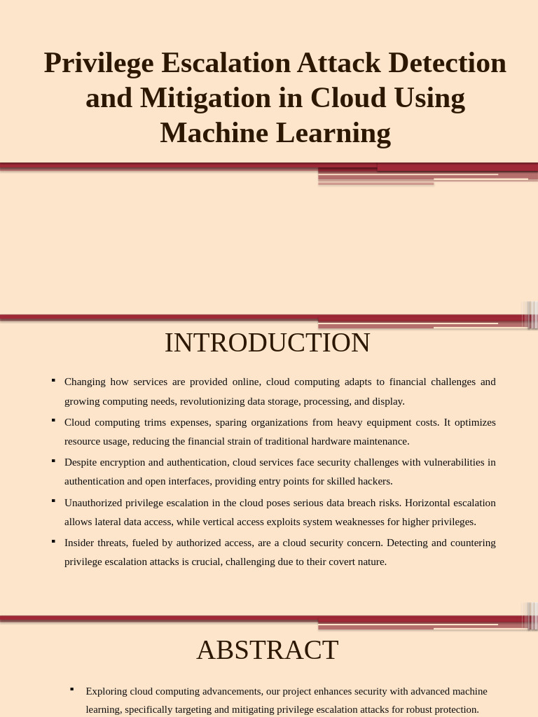 Privilege Escalation Attack Detection and Mitigation in Cloud Using Machine Learning - PPT 1 ...
