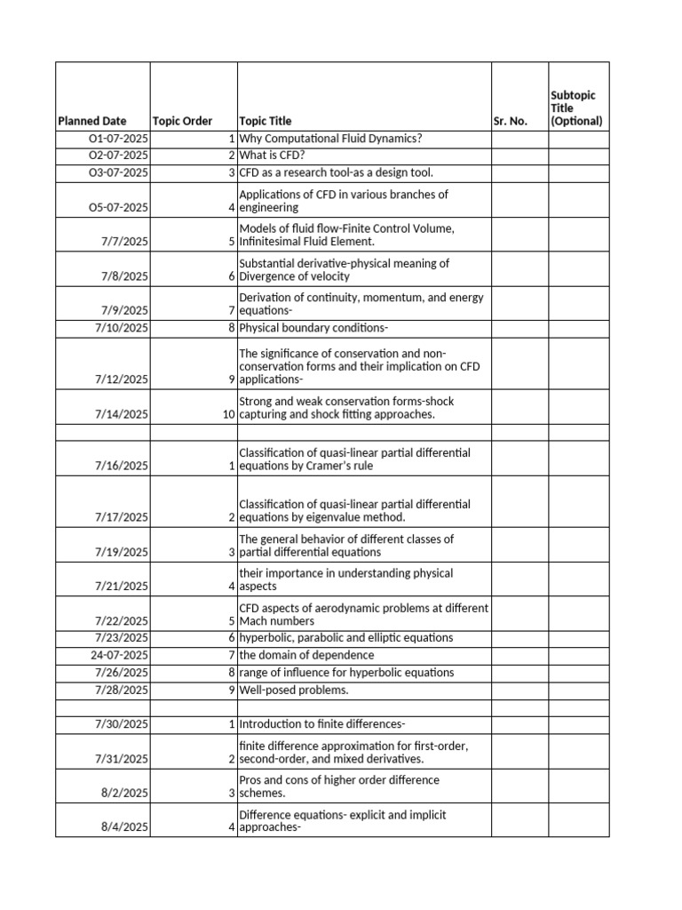 Lesson Plan Introduction To CFD | PDF | Computational Fluid Dynamics | Partial Differential Equation