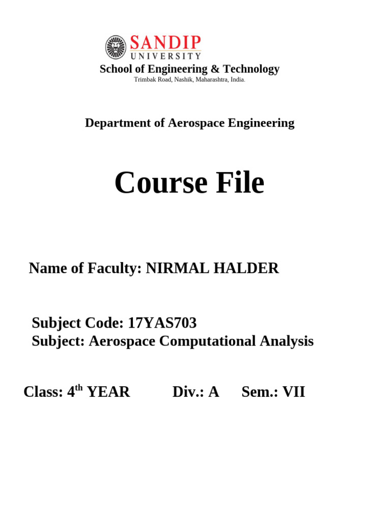 Course File Aca Follow It 1 | PDF | Computational Fluid Dynamics ...