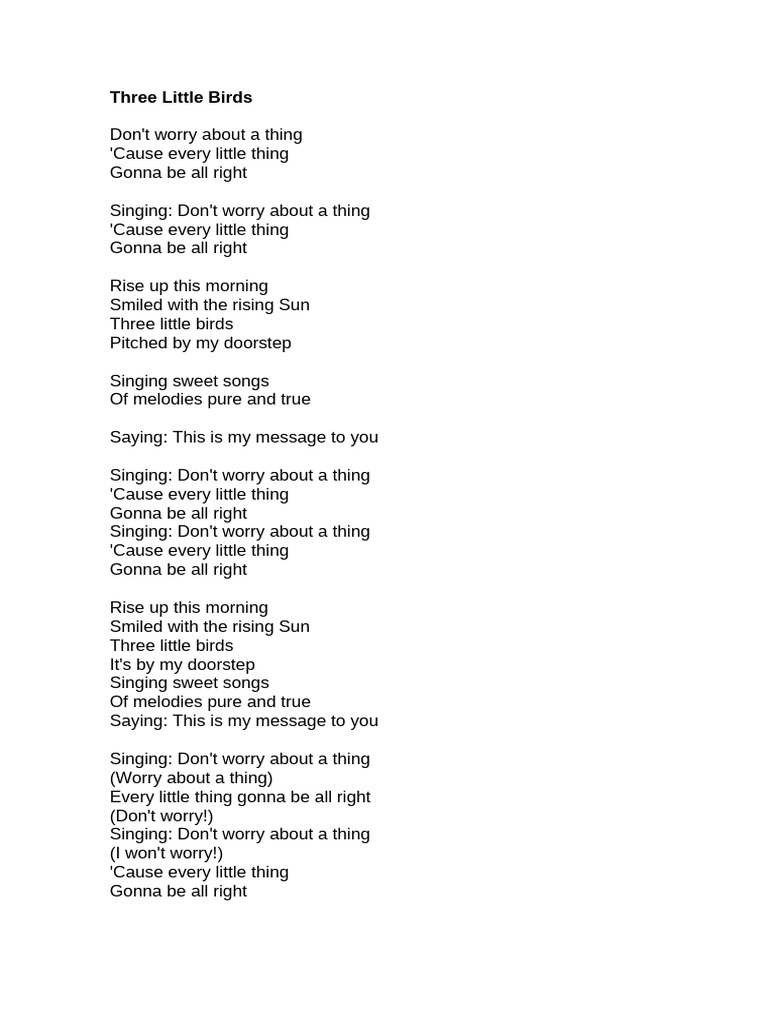 Three Little Birds Lyrics | PDF