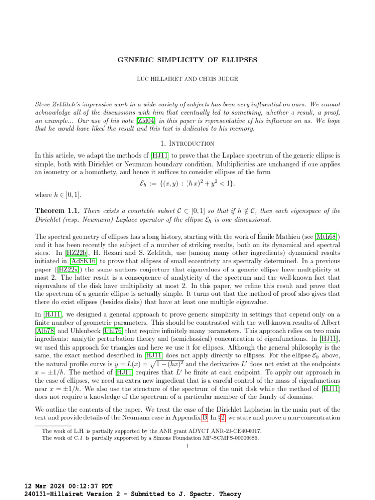 Hillairet v2 | PDF | Hilbert Space | Eigenvalues And Eigenvectors