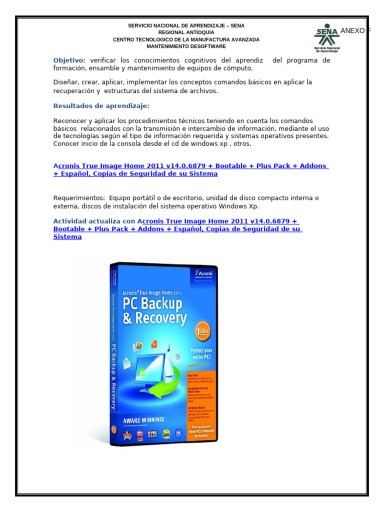 Acronis True Image Home 2011: Guía de Uso | PDF | Windows XP ...
