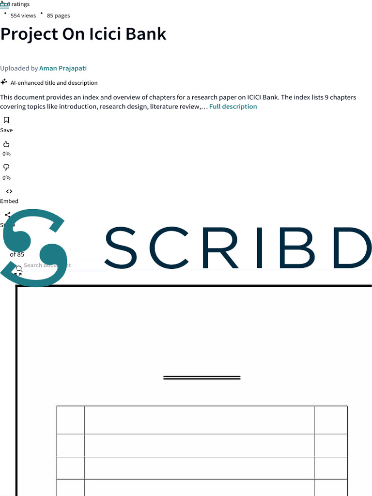 Scribd Comdocument566513863project On Icici Bank | PDF