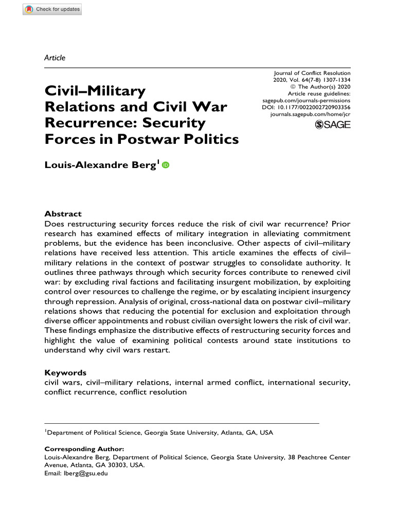 Civil-Military Relations and Civil War Recurrence - Security Forces in ...