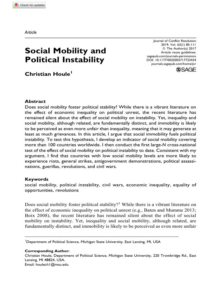 Social Mobility and Political Instability | PDF | Social Mobility ...