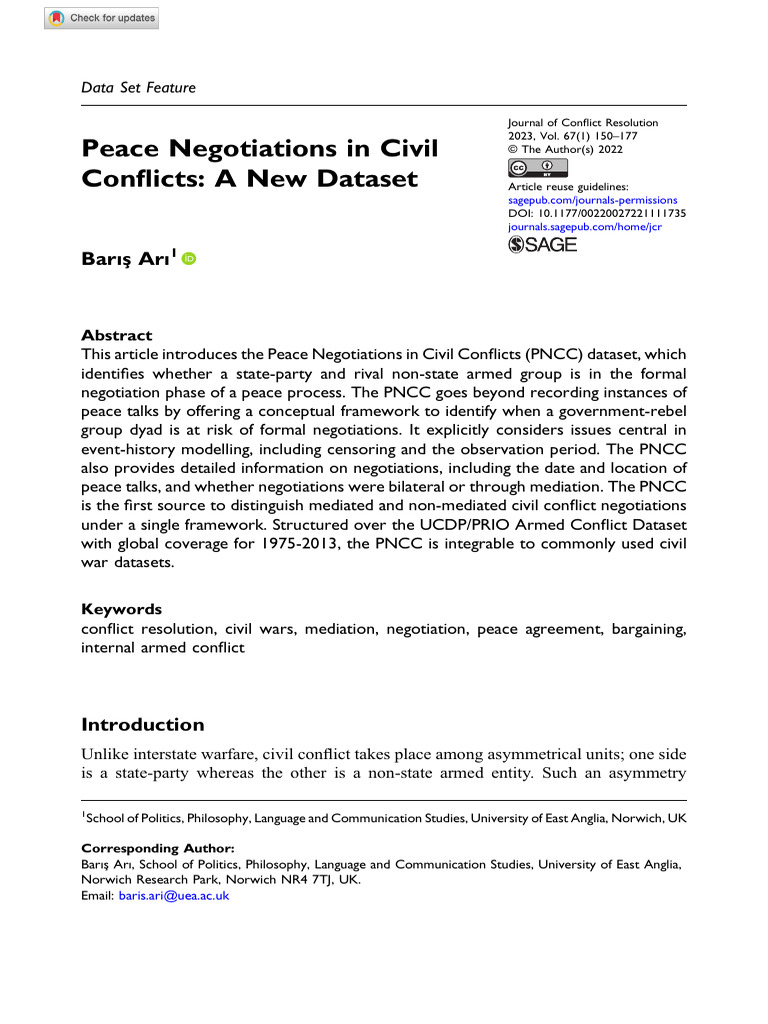Peace Negotiations Dataset Overview | PDF | Negotiation | Peacekeeping