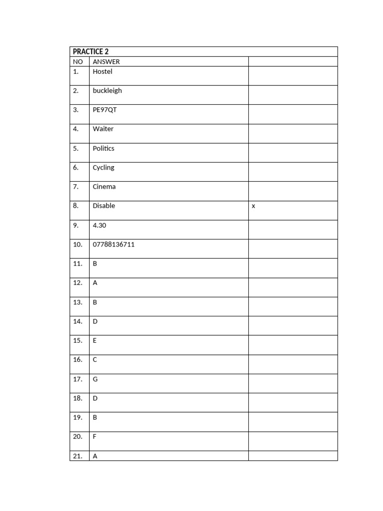 Practice Answers and Questions List | PDF