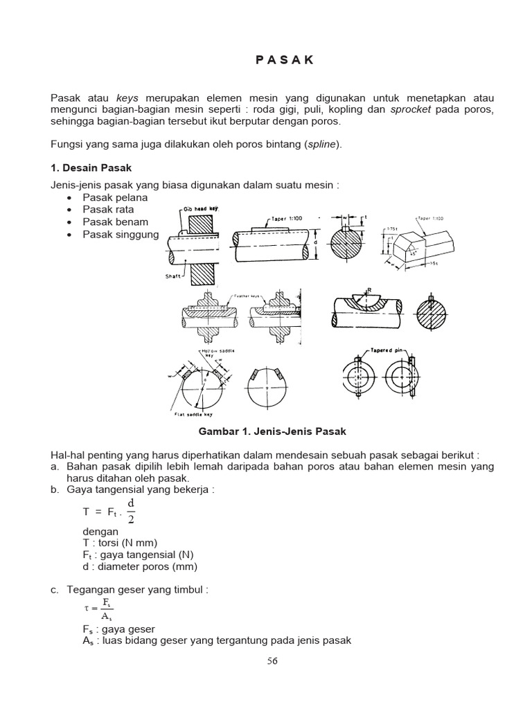Desain dan Dimensi Pasak Mesin | PDF