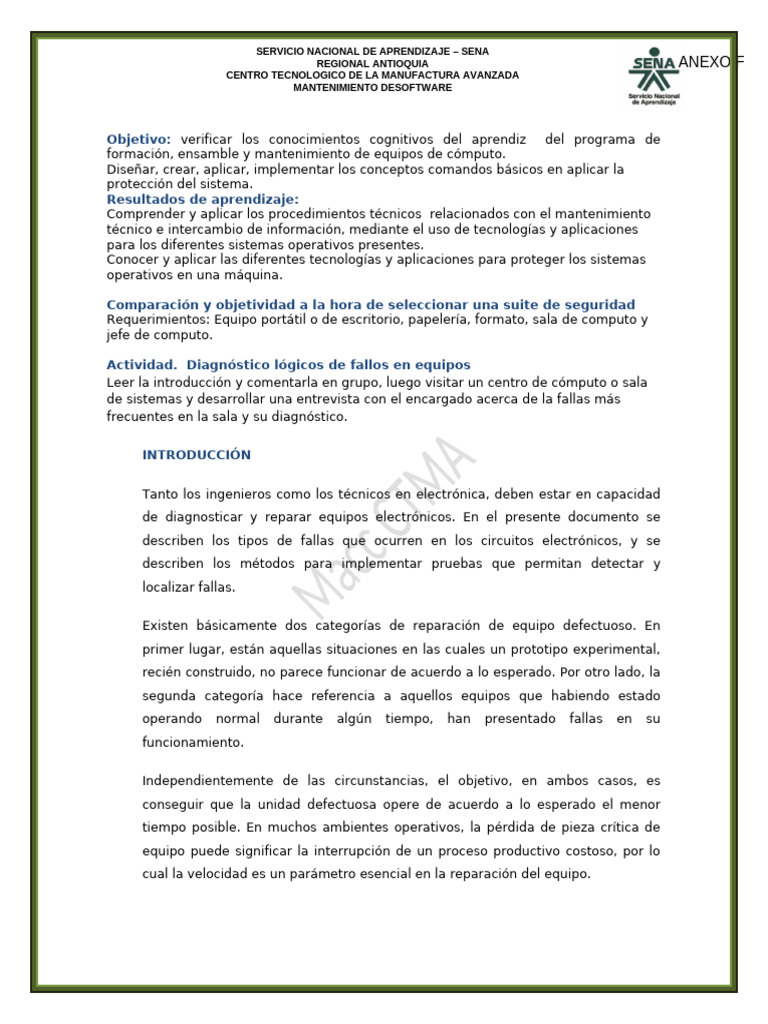 Actividad 01. Diagnóstico Lógicos de Fallos en Equipos | PDF | Red ...