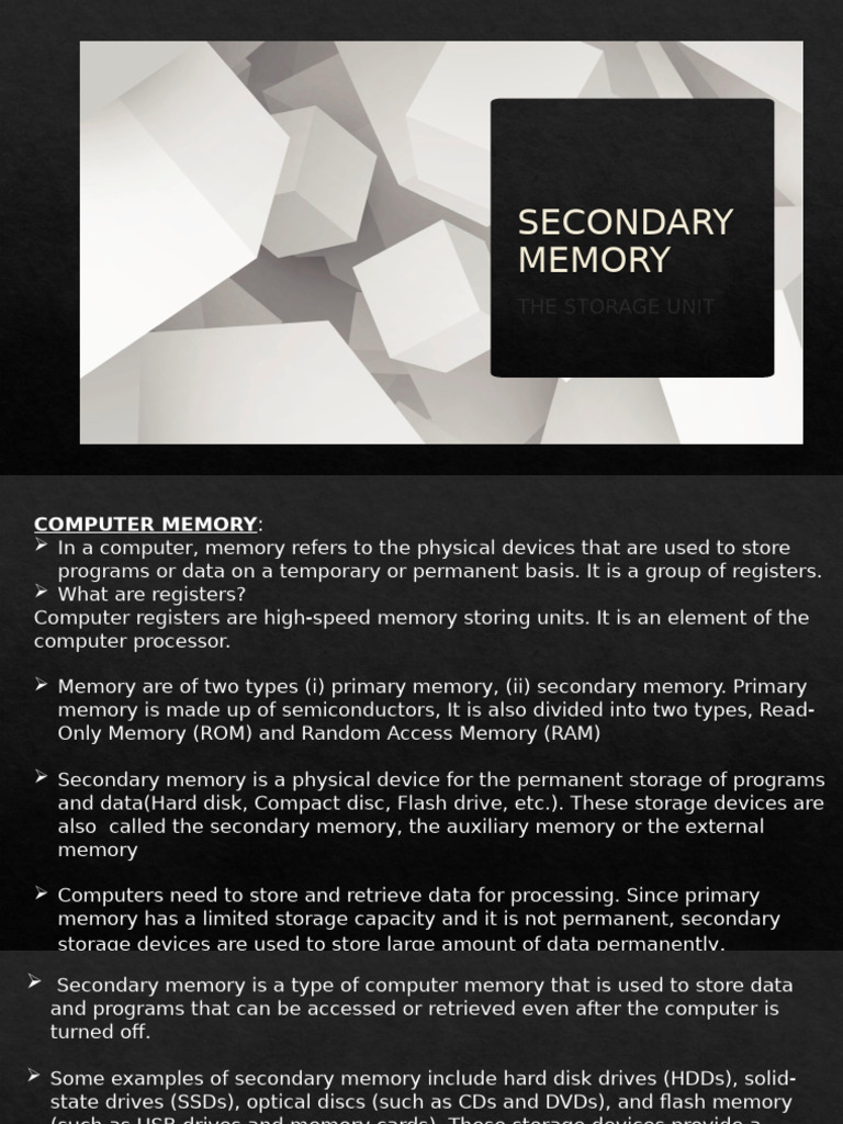 Secondary Memory Final | PDF | Computer Data Storage | Dvd