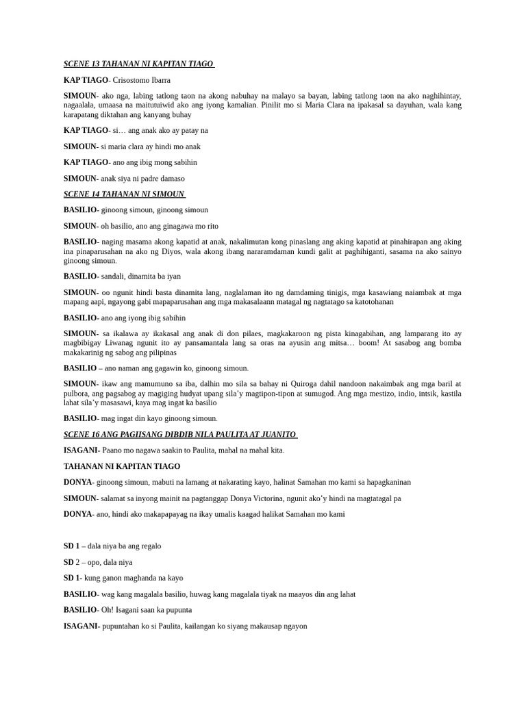 Scene 13 Tahanan Ni Kapitan Tiago | PDF