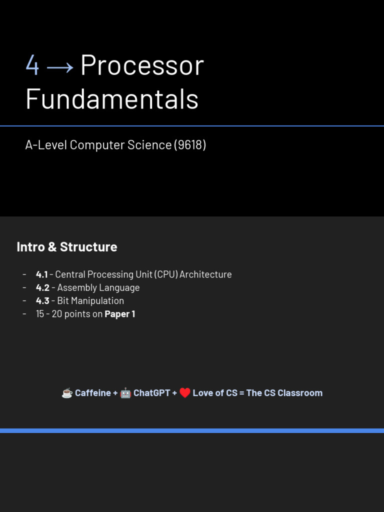 A-Level - 4 - Processor Fundamentals | PDF | Central Processing Unit ...