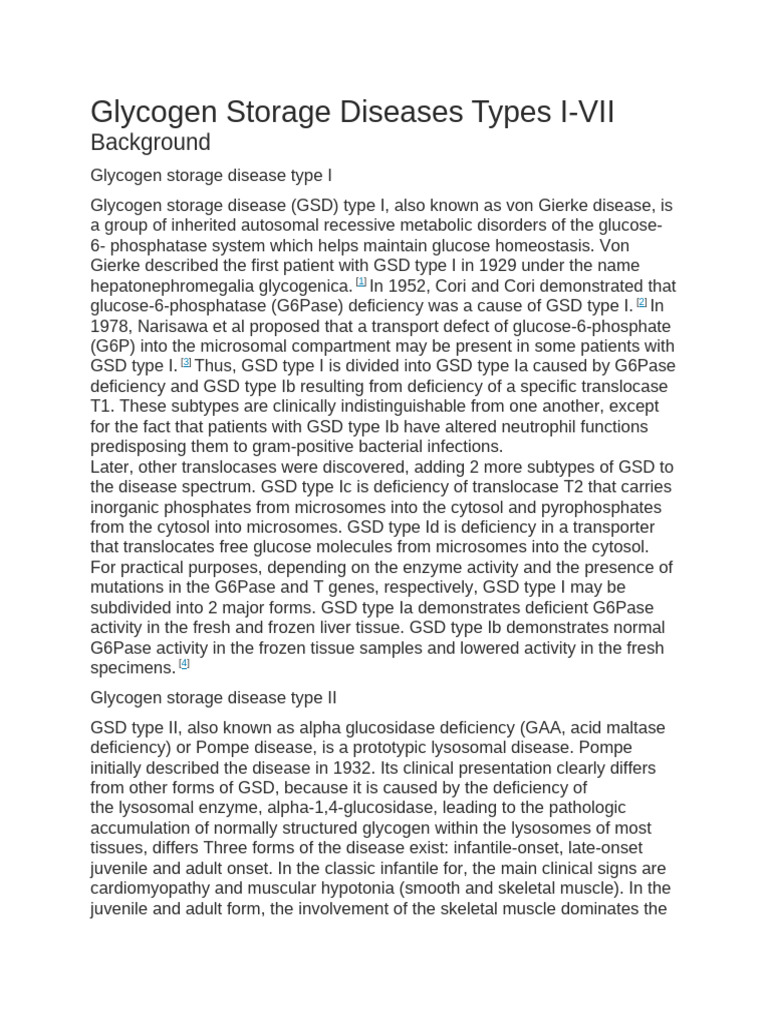 Glycogen Storage Diseases Overview | PDF | Diseases And Disorders ...