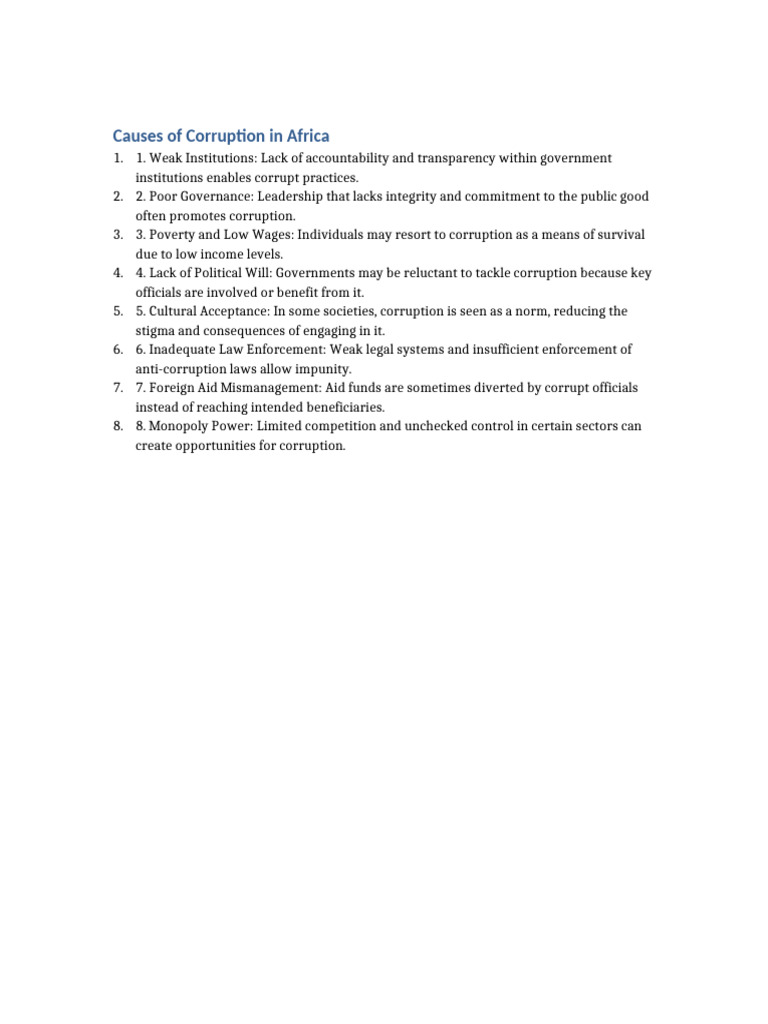 Causes of Corruption in Africa | PDF
