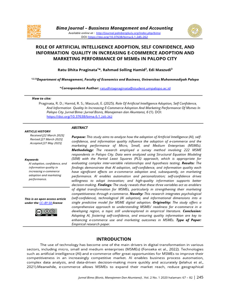 Role_Of_Artificial_Intelligence_Adoption_Self_Conf | PDF | Validity (Statistics) | Sampling ...