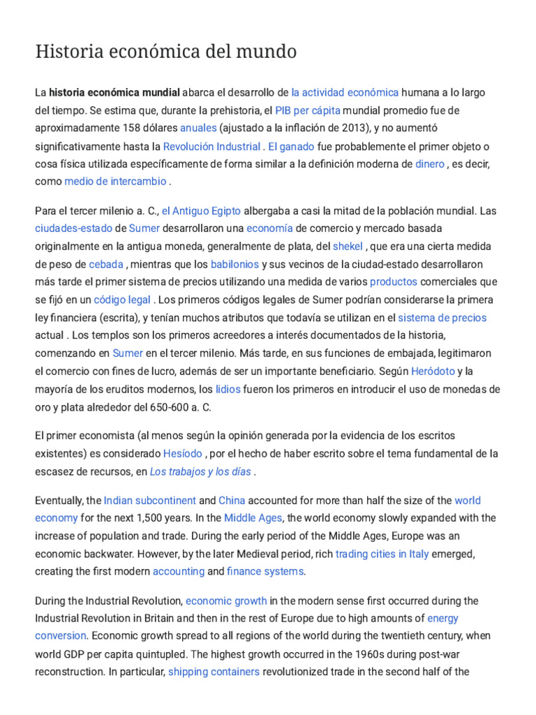 Economic History of The World - Wikipedia | PDF | Comercio | Tribu