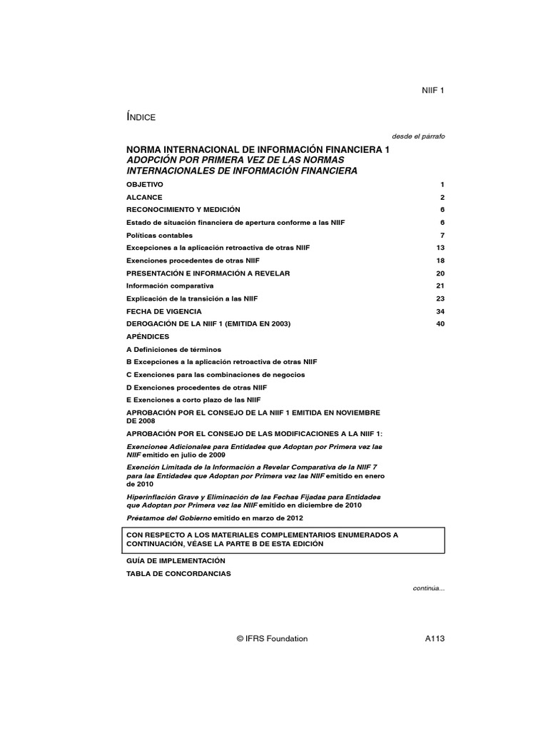 Niif 1 | PDF | normas internacionales de INFORMACION FINANCIERA ...