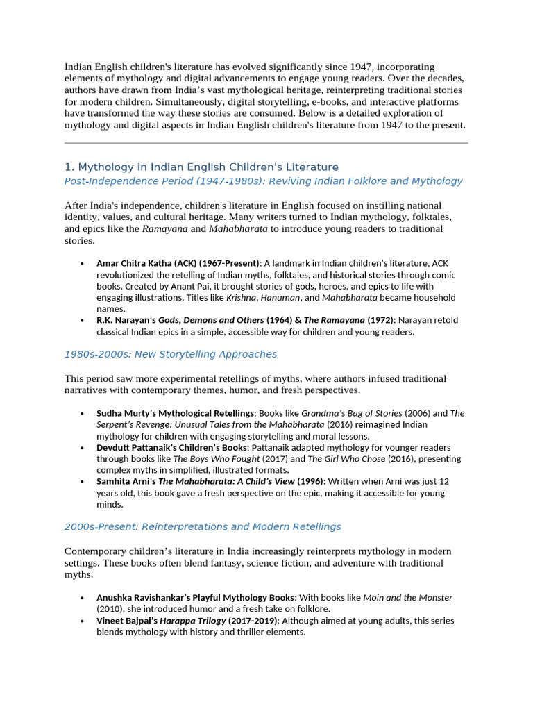 Evolution of Indian English Kids' Literature | PDF | Storytelling ...