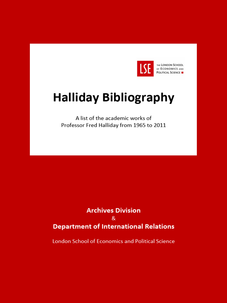 Fred Halliday Academic Works Bibliography | PDF | Archive | Libraries