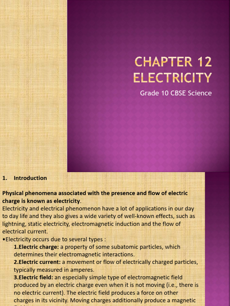 Grade 10 Chapter 12 - Electricity | PDF | Electric Charge | Electrical ...