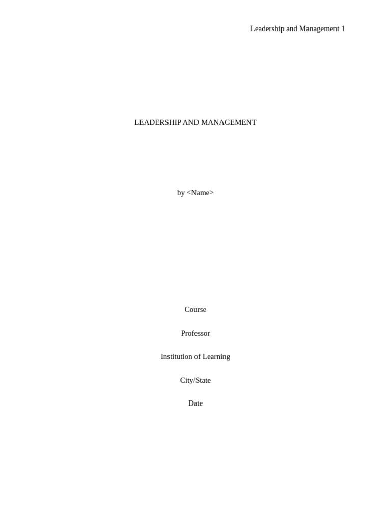 Leadership And Management Final Pdf Leadership Transformational