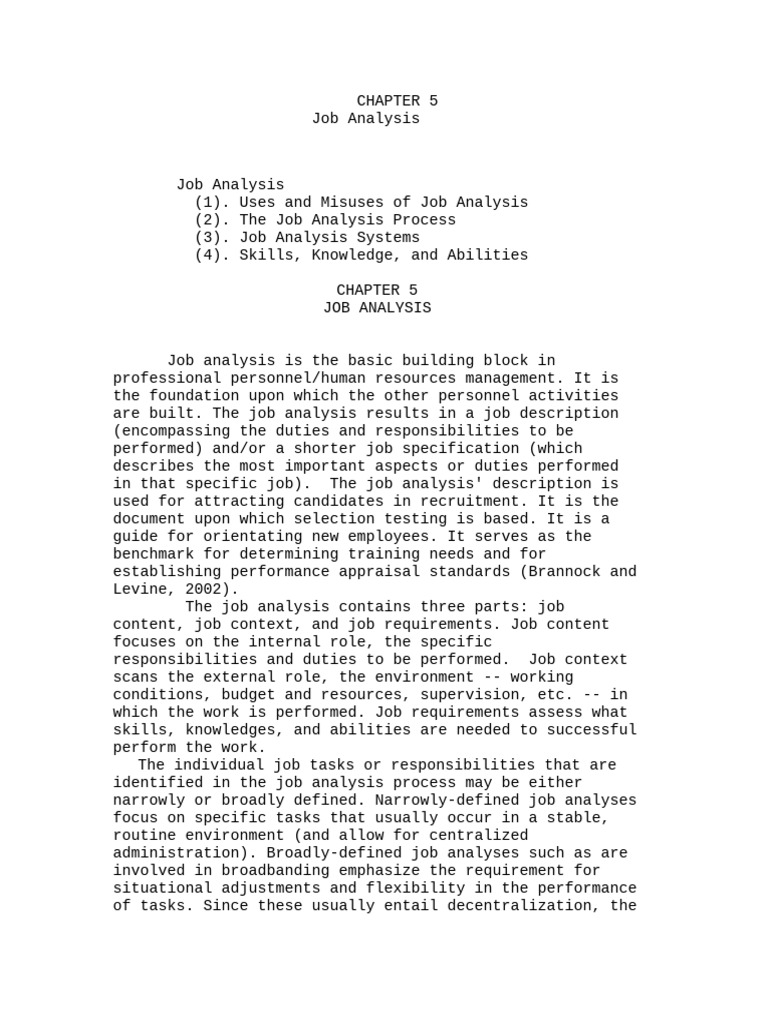 CH 5 Job Analysis | PDF | Performance Appraisal | Extraversion And Introversion