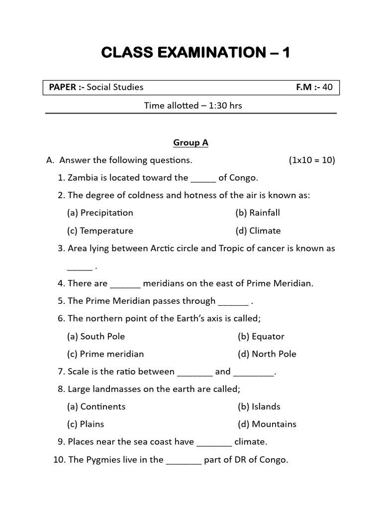 Class Examination | PDF
