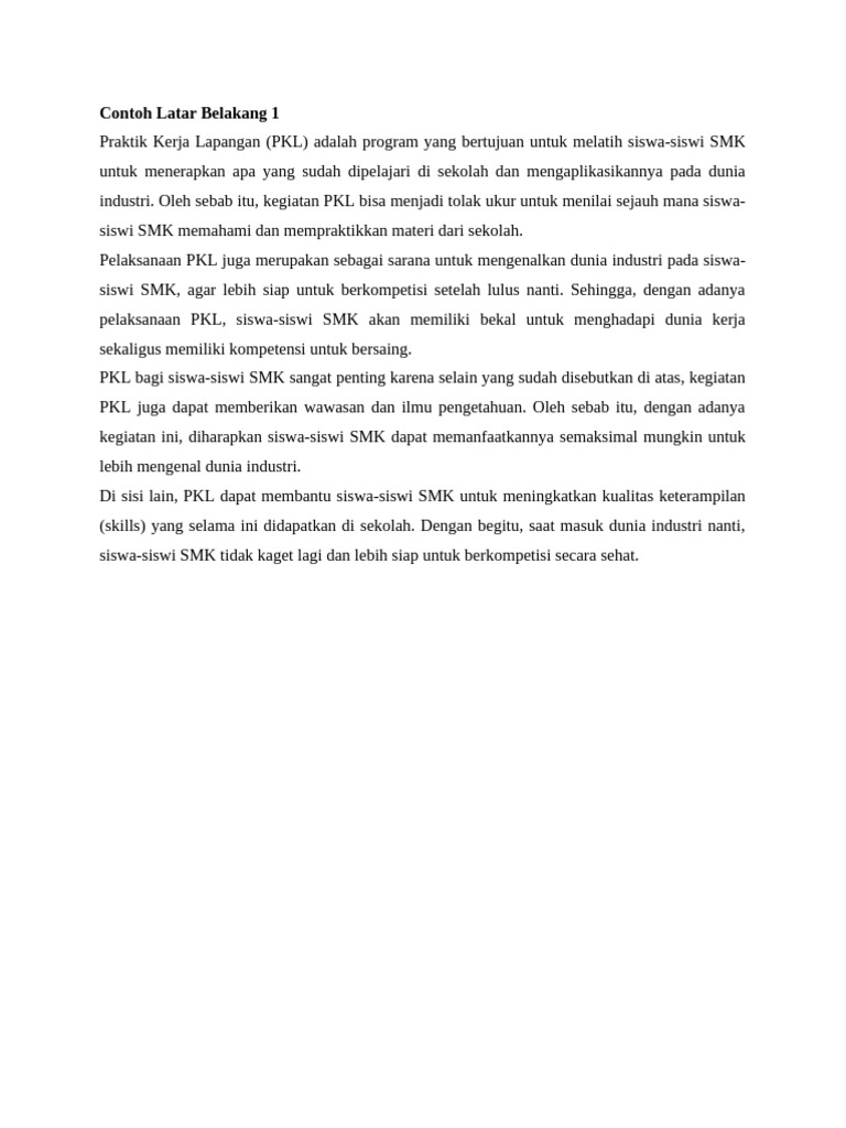 Contoh Latar Belakang Untuk Penulisan Latar Belakang | PDF