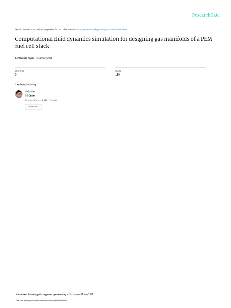 Desigining Gas Manifolds of PEM Fuel Cell Stack | PDF | Fluid Dynamics ...